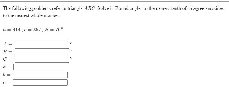 Solved The following problems refer to triangle ABC. Solve | Chegg.com