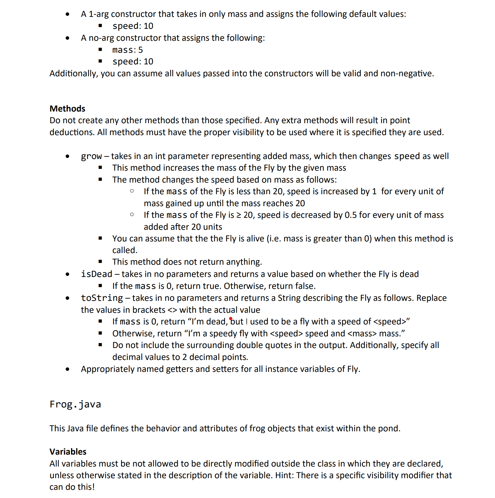 Solved Solution Description Create files the files Fly.java, | Chegg.com