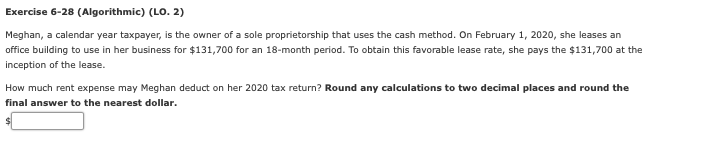 Solved Exercise 6-28 (Algorithmic) (LO. 2) Meghan, a | Chegg.com