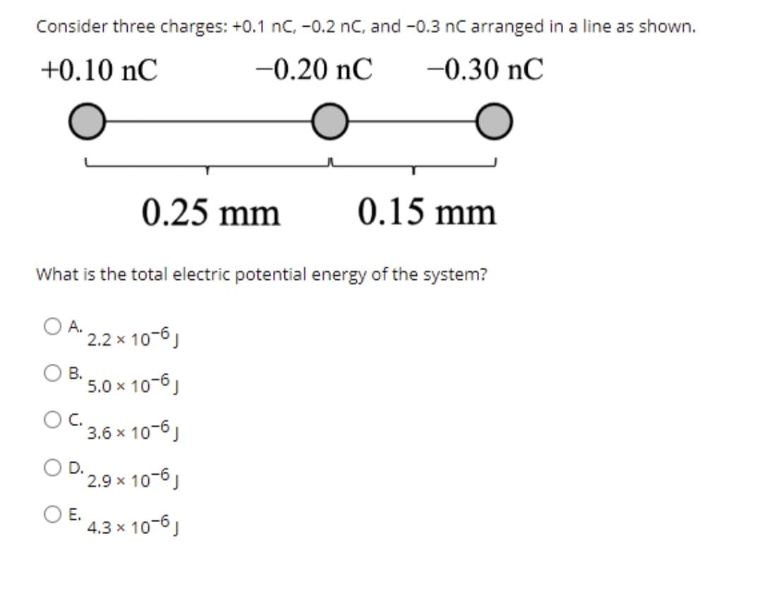 Solved Consider three charges: +0.1nC,−0.2nC, and −0.3nC | Chegg.com