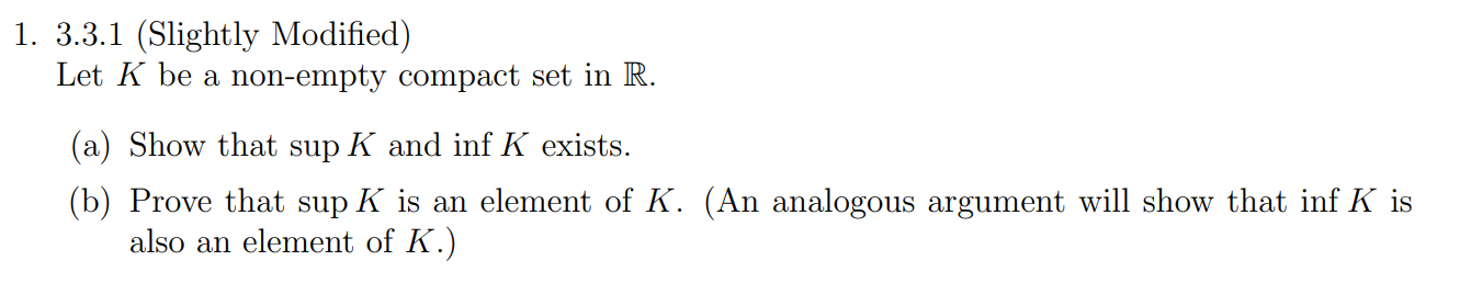 Solved 1. 3.3.1 (Slightly Modified) Let K be a non-empty | Chegg.com