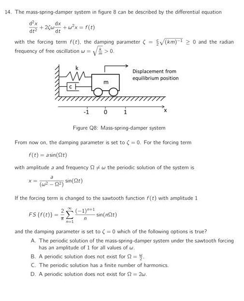 Solved 14. The mass-spring-damper system in figure 8 can be | Chegg.com