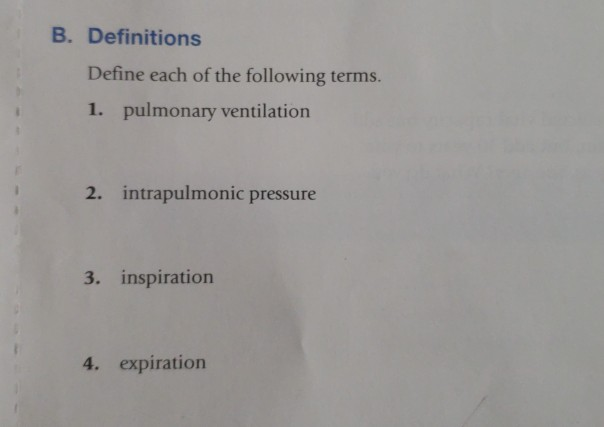 Solved B. Definitions Define each of the following terms. 1. | Chegg.com