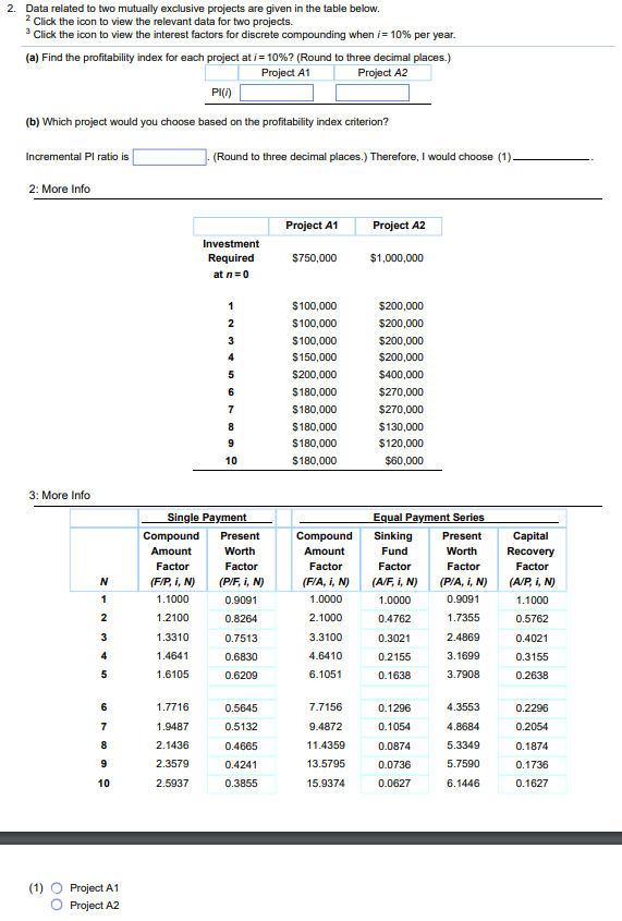 Solved 2. Data related to two mutually exclusive projects | Chegg.com
