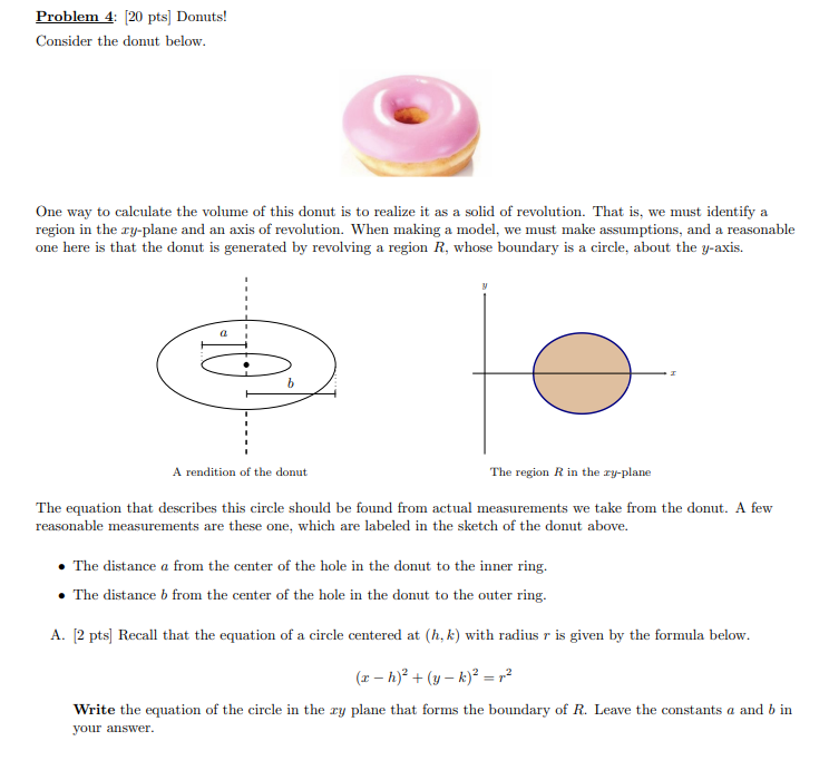 Solved Problem 4: [20 pts) Donuts! Consider the donut below. | Chegg.com