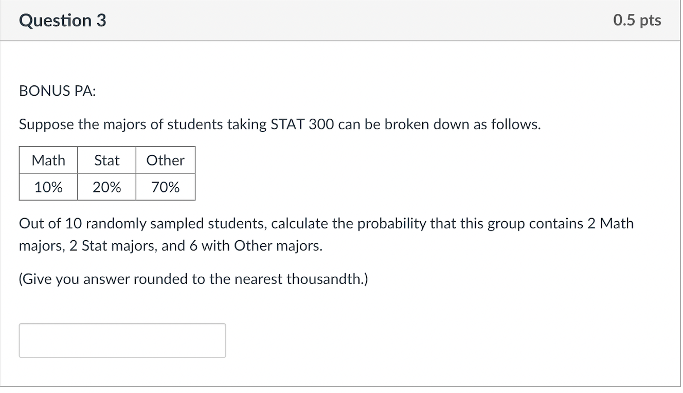 Solved Suppose the majors of students taking STAT 300 can be | Chegg.com