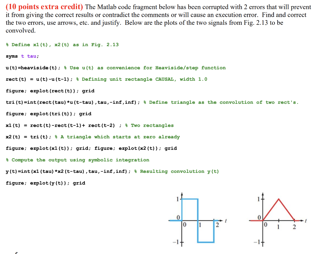 Solved (10 points extra credit) The Matlab code fragment | Chegg.com