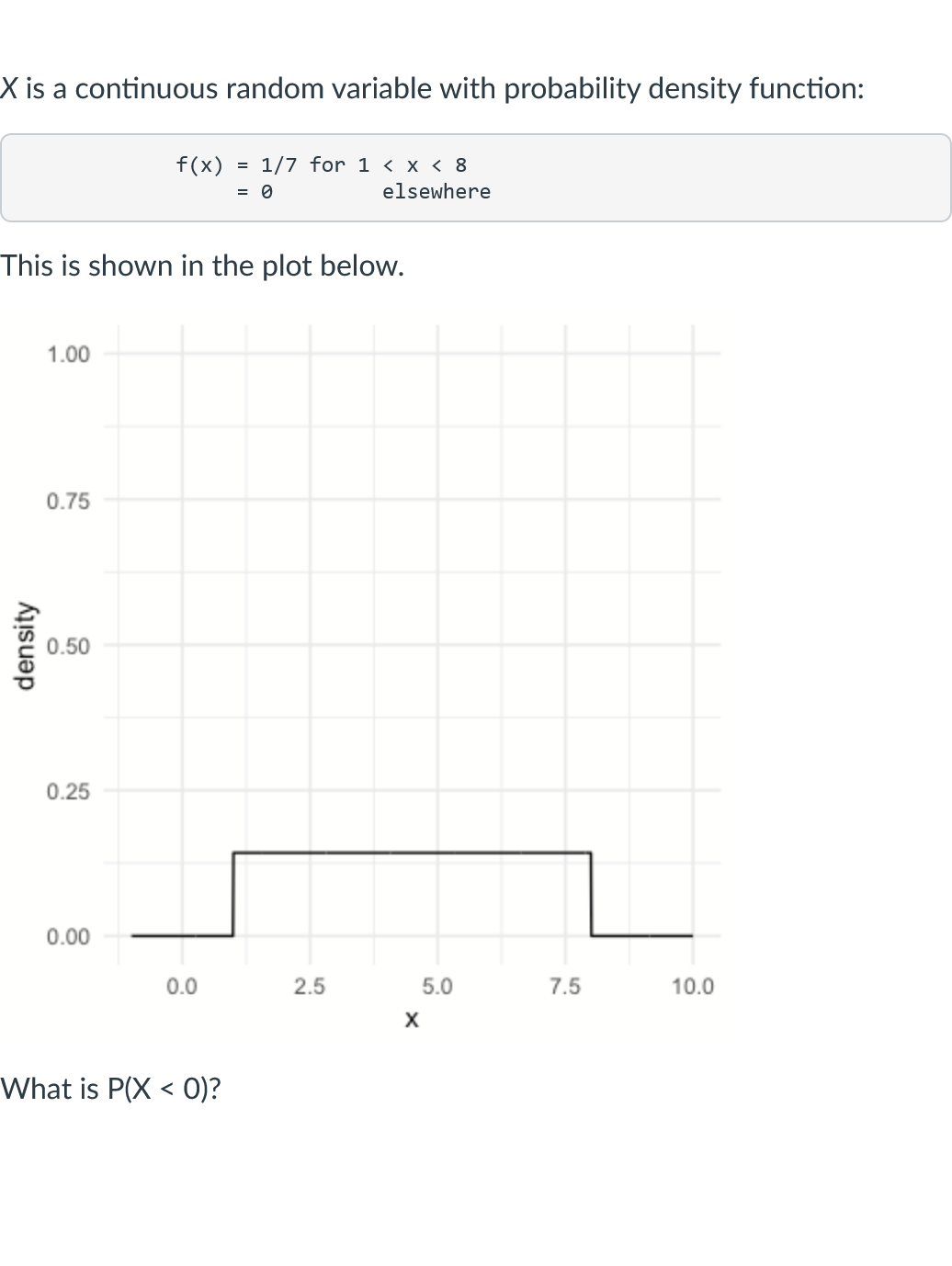 Solved x is ﻿a continuous random variable with probability | Chegg.com