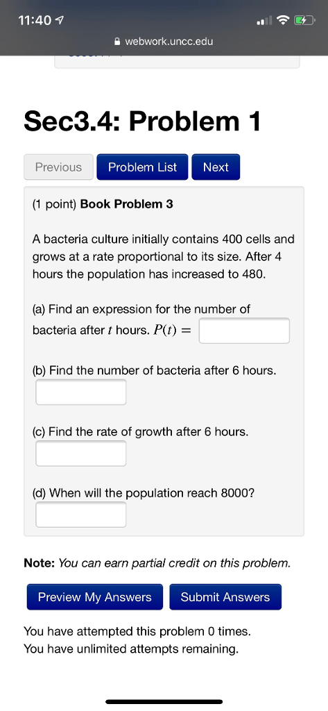 Solved 11:41 a webwork.uncc.edu Sec3.4: Problem 3 Previous | Chegg.com