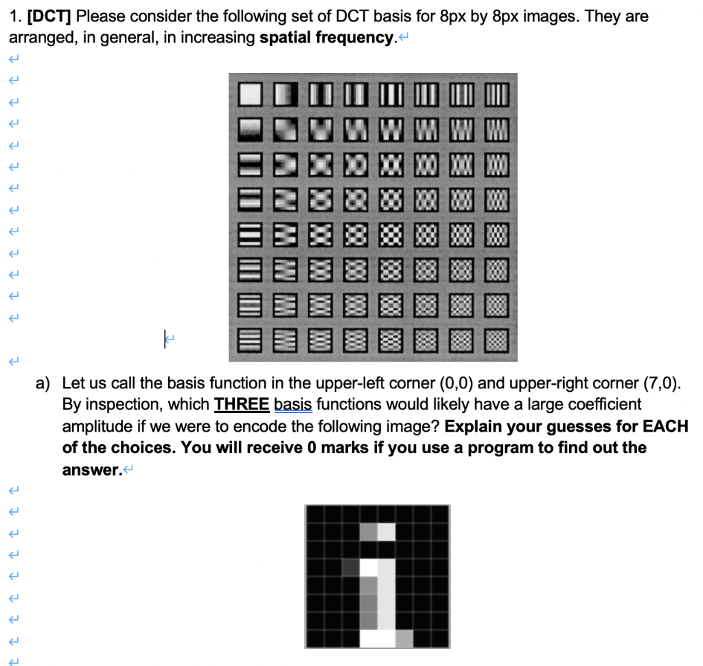 1. [DCT) Please consider the following set of DCT | Chegg.com