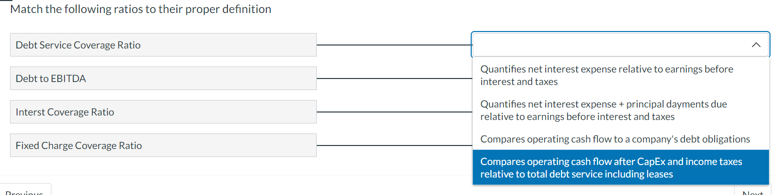 Match the following ratios to their proper | Chegg.com