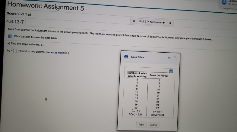 Solved Homework: Assignment 5 Score: 0 of 1 pt 3 of 9 (7 | Chegg.com Solved Homework: Assignment 5 Score: 0 of 1 pt 3 of 9 (7 | Chegg.com