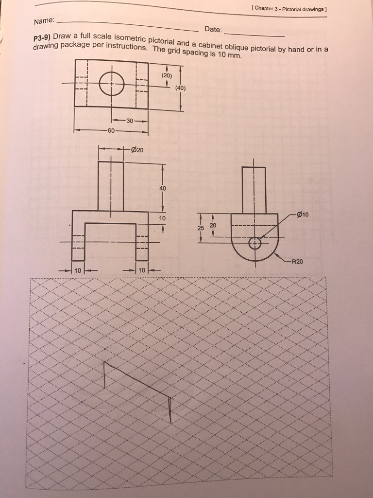 Solved P3-9) Draw a full scale isometric pictorial and a | Chegg.com