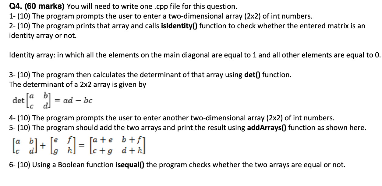 Solved Q4 60 Marks You Will Need To Write One Cpp File 9346