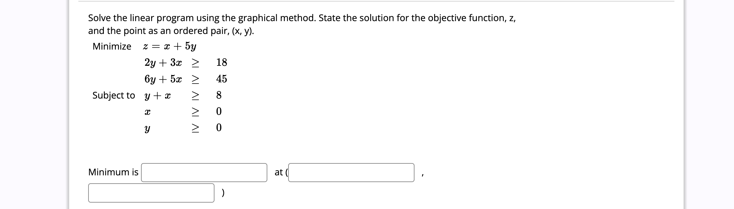 Solved Solve the linear program using the graphical method. | Chegg.com