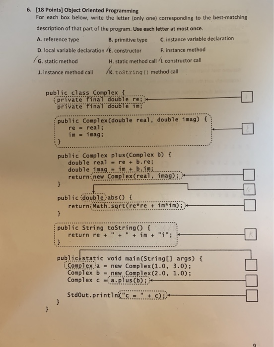Solved (18 Points] Object Oriented Programming For each box | Chegg.com
