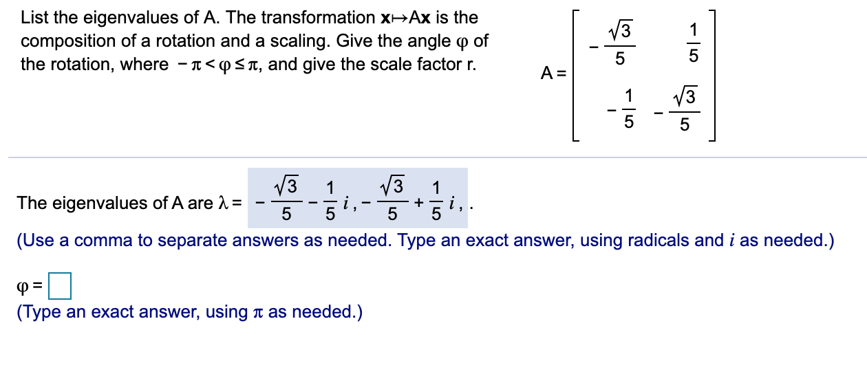 Solved List the eigenvalues of A. The transformation XAx is | Chegg.com