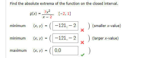 Solved Find the absolute extrema of the function on the | Chegg.com