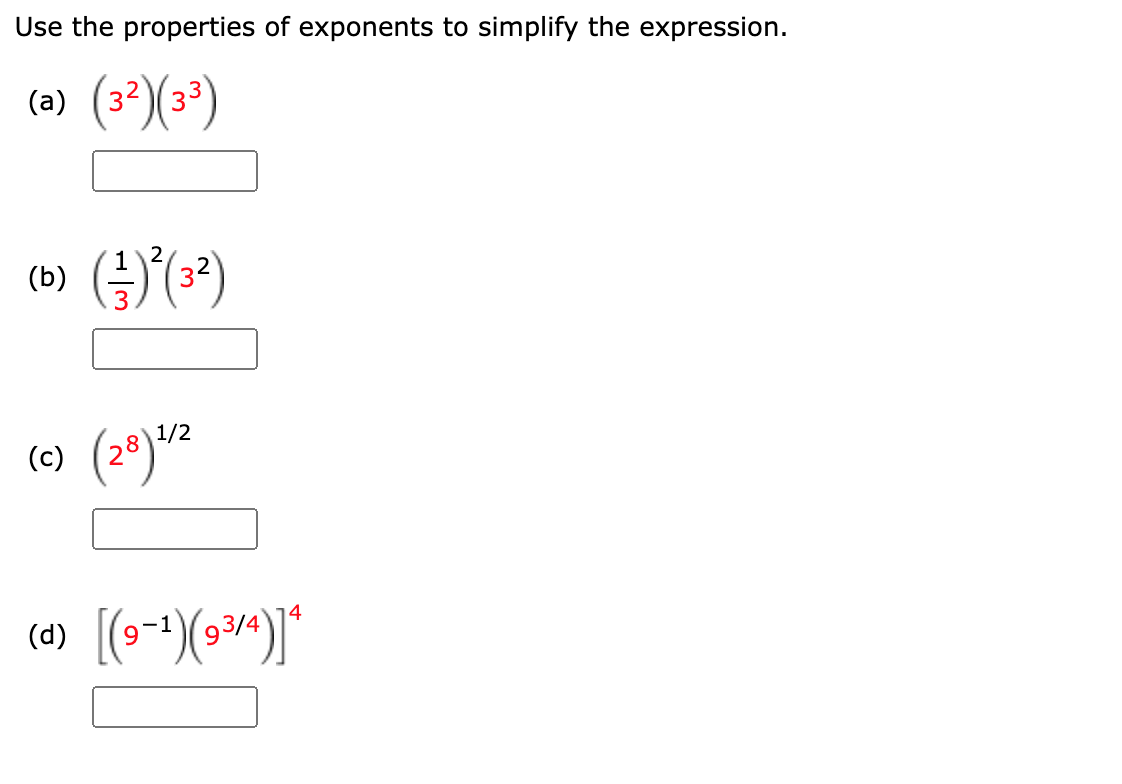 Solved Use the properties of exponents to simplify the | Chegg.com