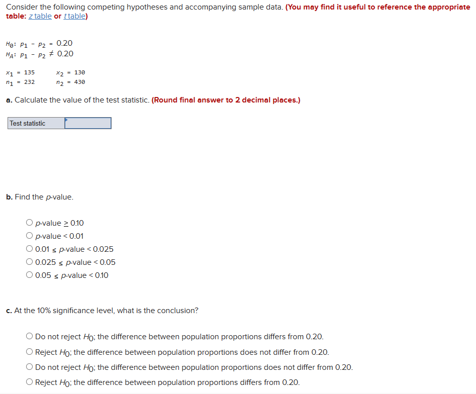 Solved Consider the following competing hypotheses and | Chegg.com