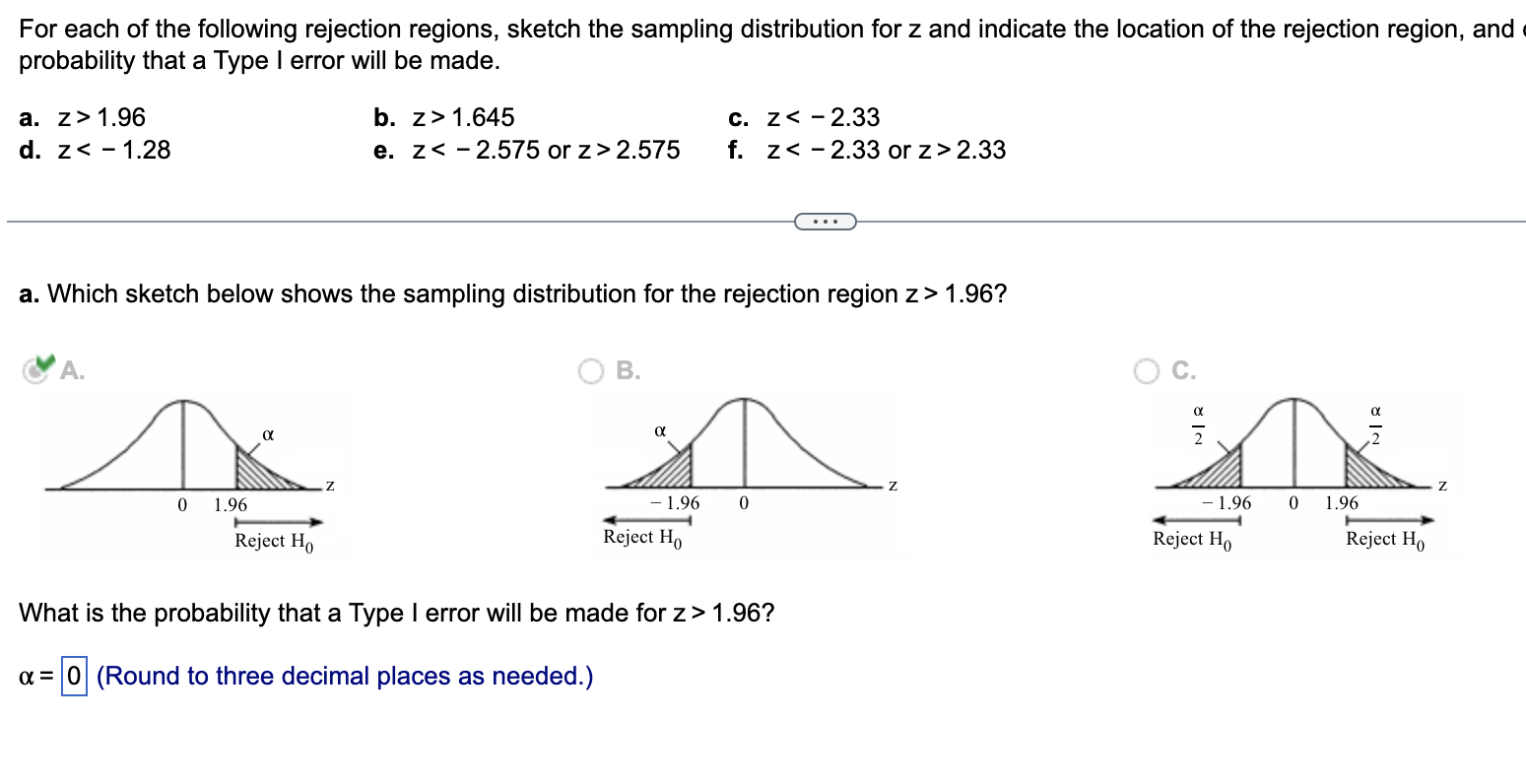 Solved For each of the following rejection regions, sketch | Chegg.com