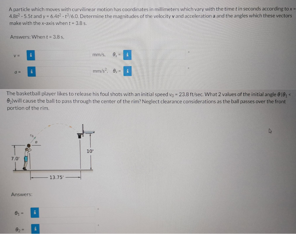 Solved A particle which moves with curvilinear motion has | Chegg.com