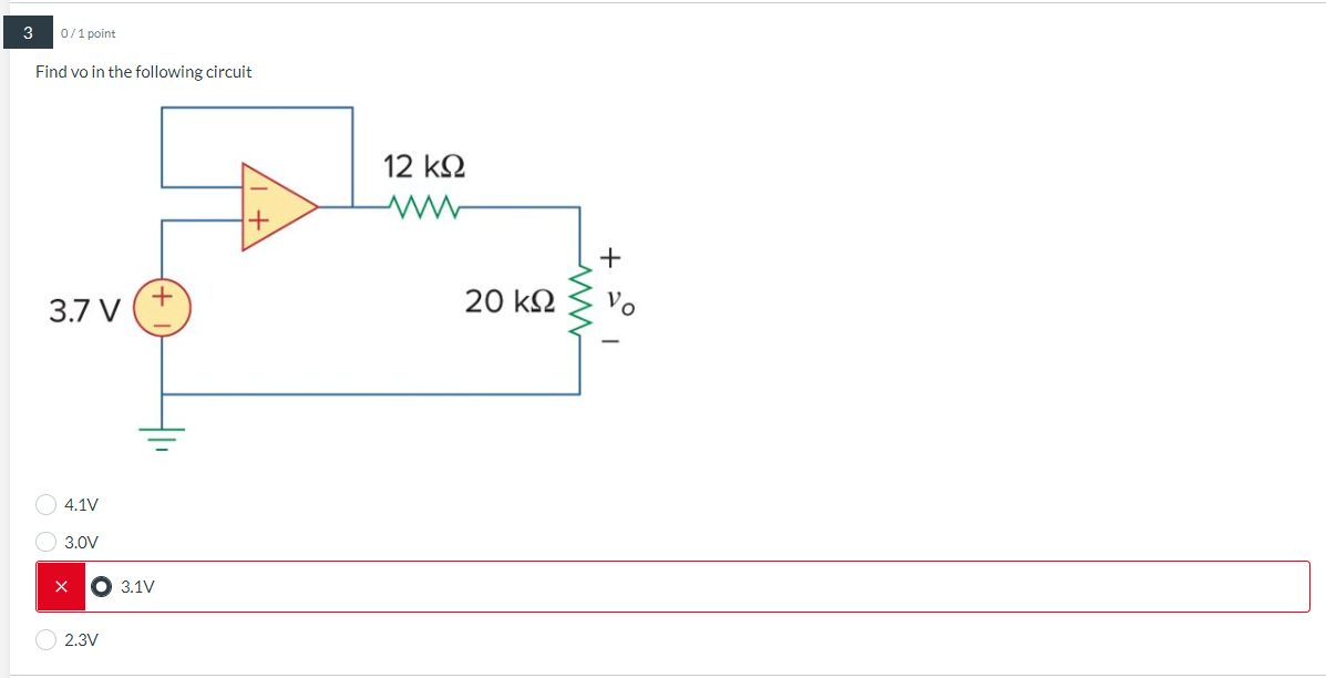 Solved Find vo in the following circuit 4.1 V ⋯ ∠.J V | Chegg.com