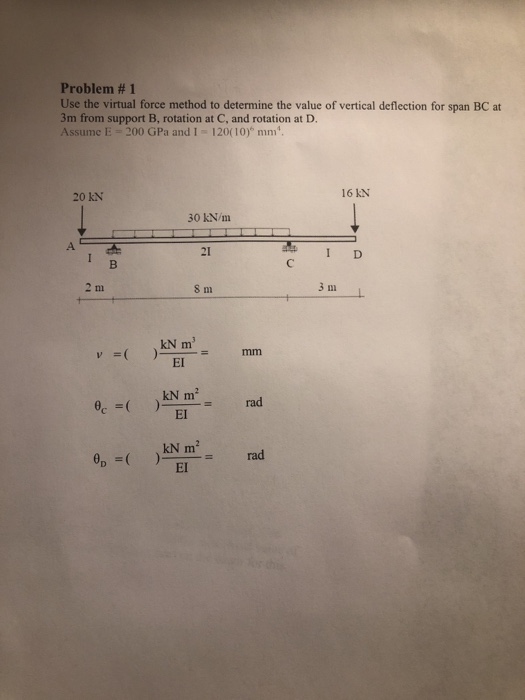 Solved Problem # 1 Use the virtual force method to determine | Chegg.com