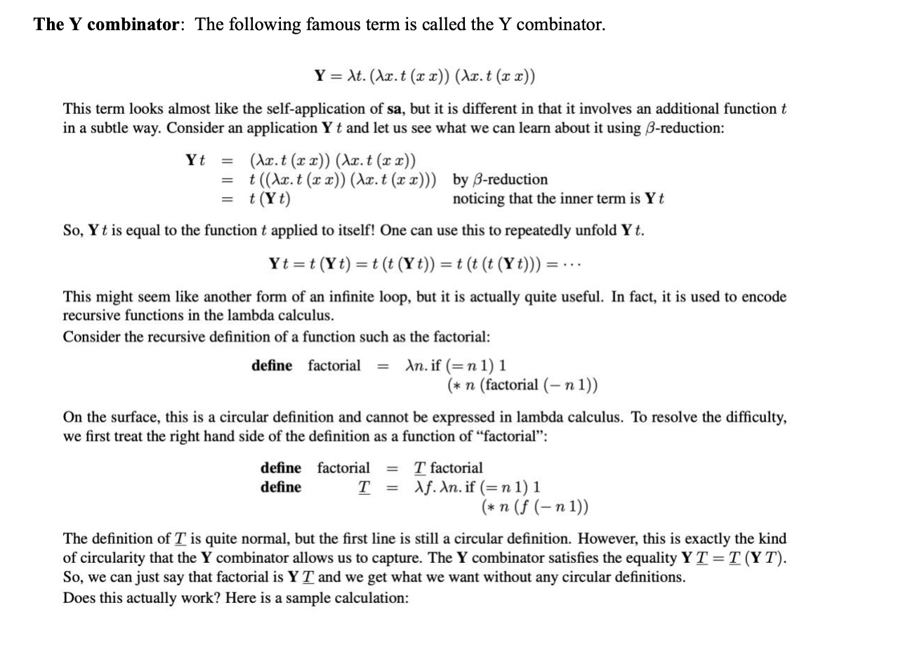 Solved Find the values of the above two Y-combinators upon | Chegg.com