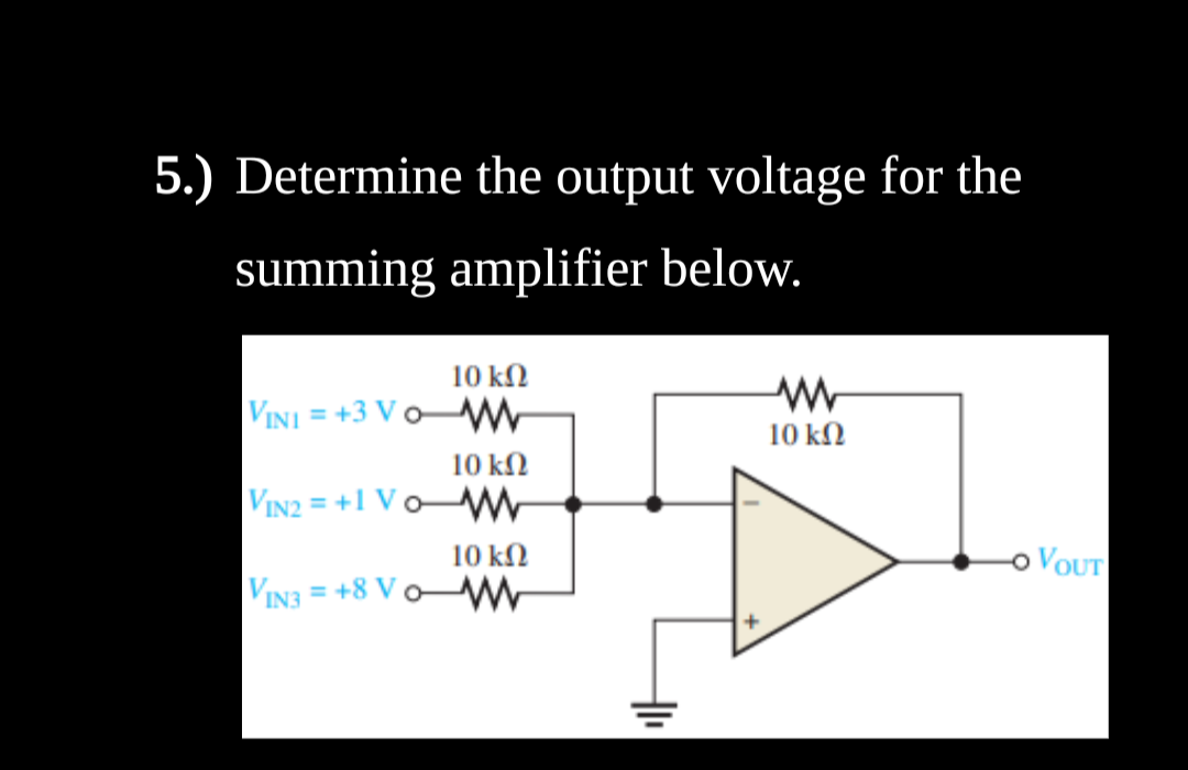 Determine the output voltage for the summing | Chegg.com