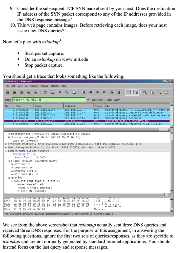 Solved 3. Tracing DNS with Wireshark Now that we are | Chegg.com