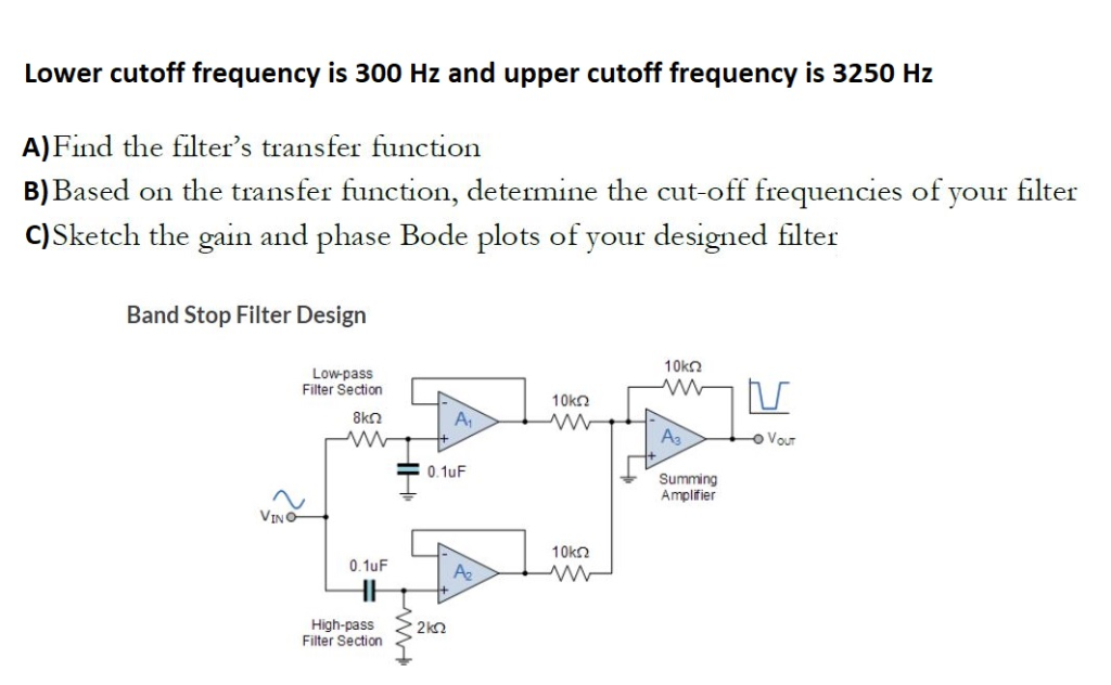Solved Lower cutoff frequency is 300 Hz and upper cutoff | Chegg.com