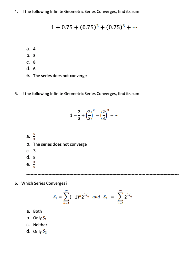 Solved 4. If the following Infinite Geometric Series | Chegg.com