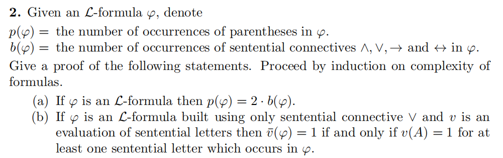 2. Given an L-formula 0, denote p(4) the number of | Chegg.com