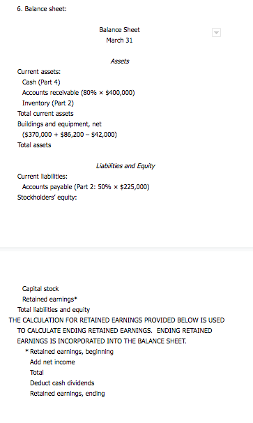 BALANCE SHEET 1. Capital Stock - found in your | Chegg.com