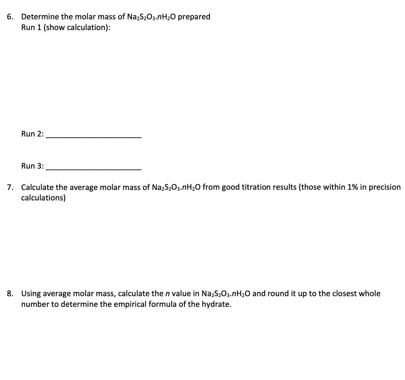 Solved Determination of the Empirical Formula of a Sodium | Chegg.com