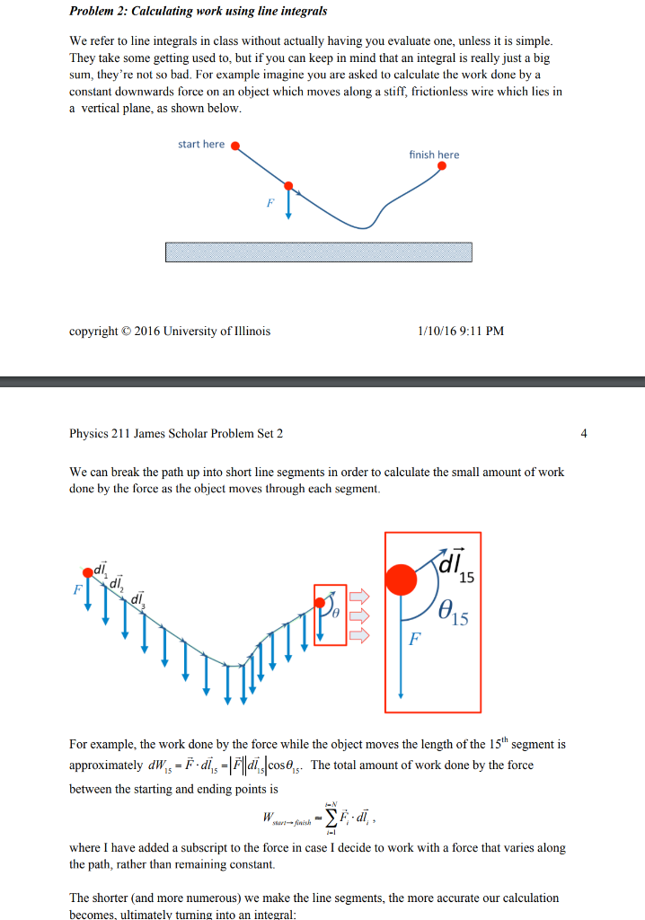 Solved Calculating work using line integrals | Chegg.com