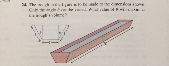 Solved 24. The trough in the figure is to be made to the | Chegg.com