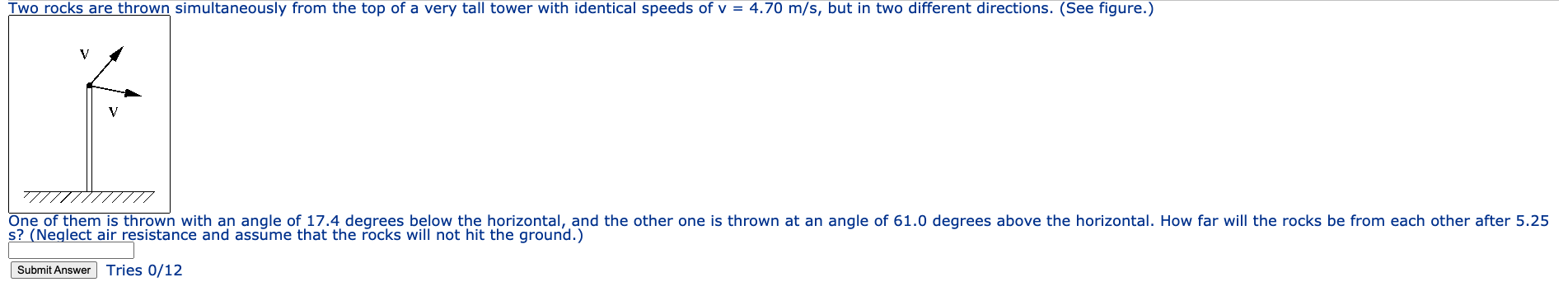 Solved Two rocks are thrown simultaneously from the top of a | Chegg.com