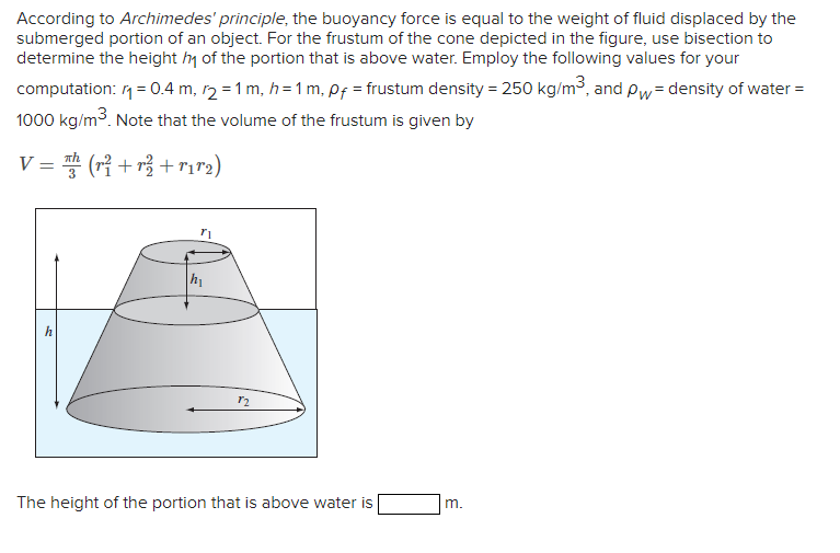 Solved According to Archimedes' principle, the buoyancy | Chegg.com