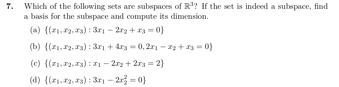 Solved Which of the following sets are subspaces of R3? If | Chegg.com