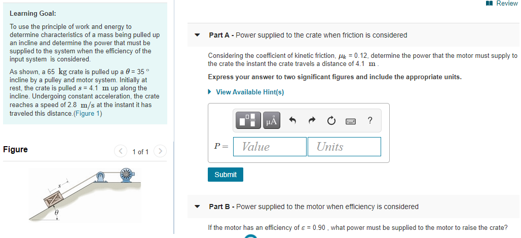 Solved Review Learning Goal: Part A - Power supplied to the | Chegg.com