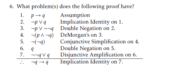 Solved 6. What problem(s) does the following proof have? 1. | Chegg.com