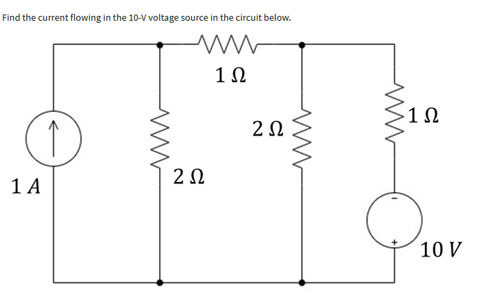 Solved Find the current flowing in the 10−V voltage source | Chegg.com