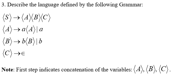 Solved 3. Describe the language defined by the following | Chegg.com