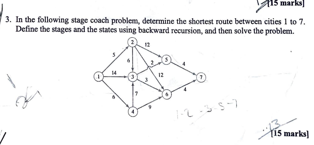 Solved 3. In the following stage coach problem, determine | Chegg.com