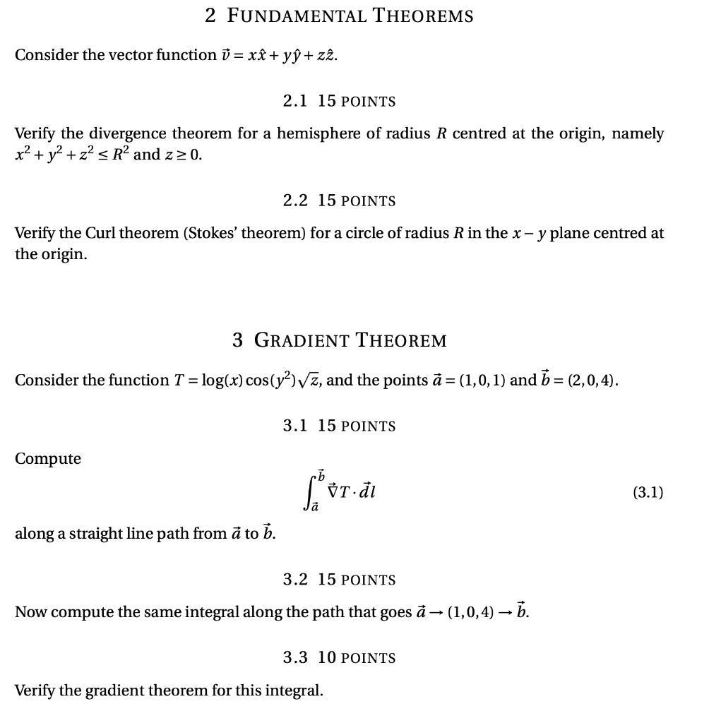Solved 2 FUNDAMENTAL THEOREMS Consider the vector function | Chegg.com