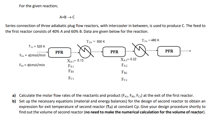 For the given reaction; A+B→C Series connection of | Chegg.com