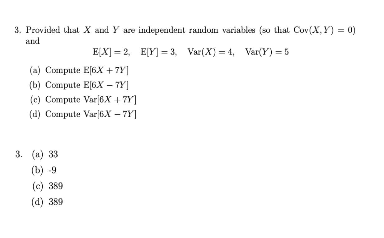 Solved 3. Provided that X and Y are independent random | Chegg.com