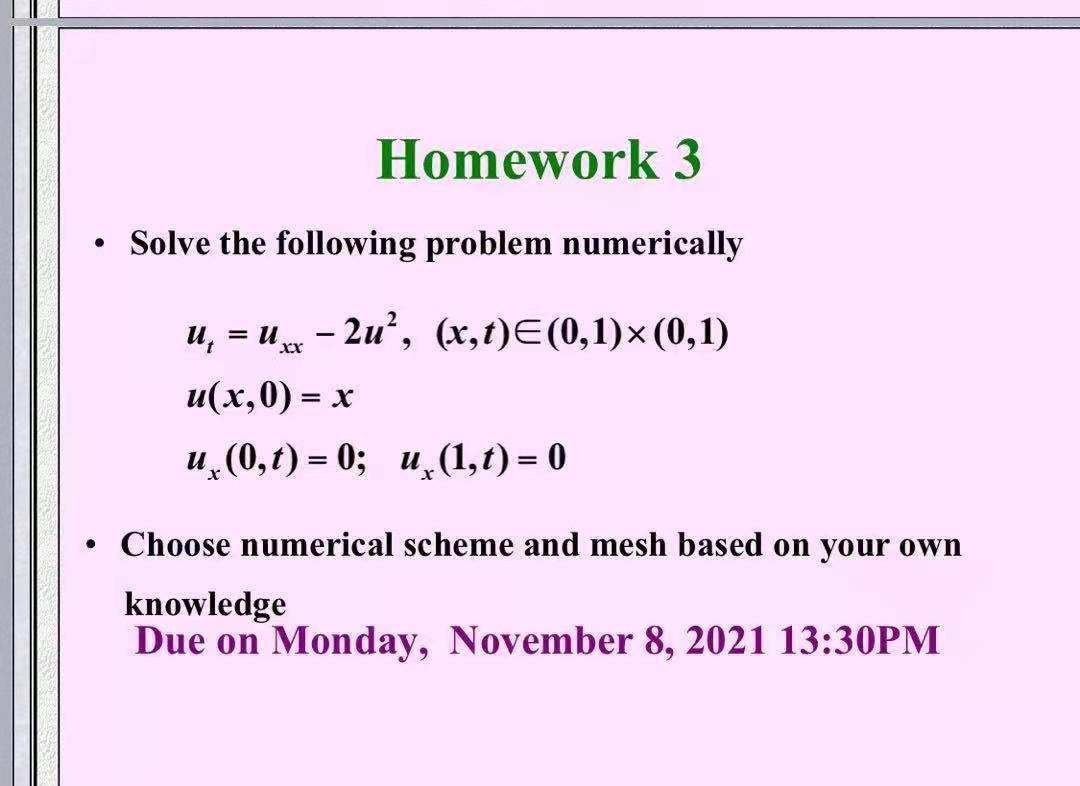 Homework 3 . Solve the following problem numerically | Chegg.com